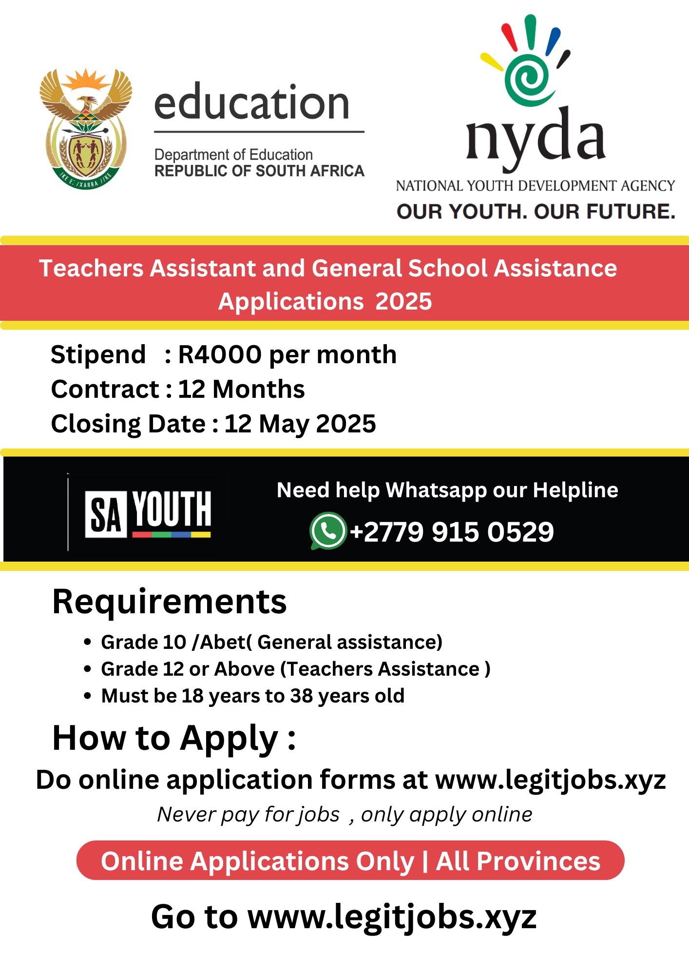 Job Opportunity: Teacher’s Assistant & General School Assistant (2025 ...
